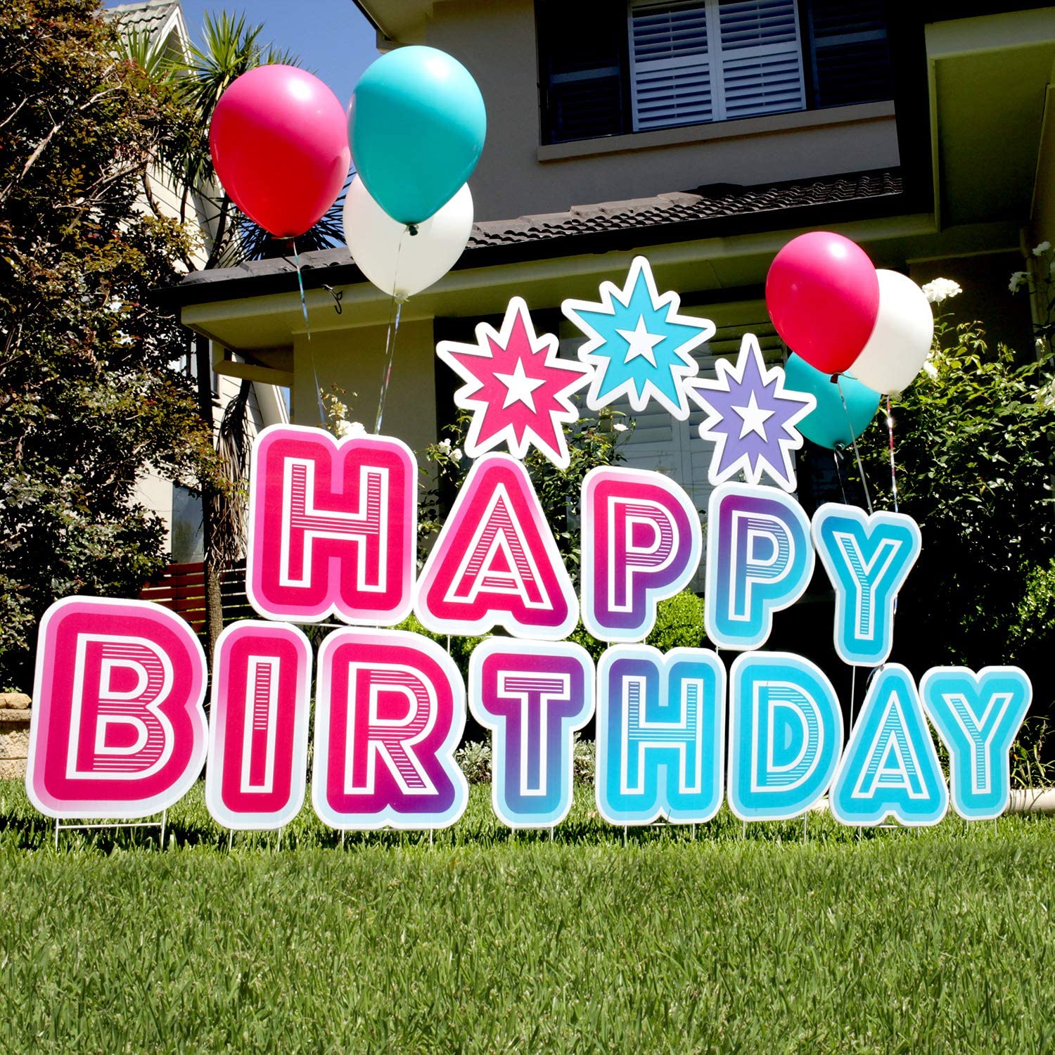 Best Happy Birthday Yard Sign Set 3-in-1 Stacking Birthday Lawn Letters ...